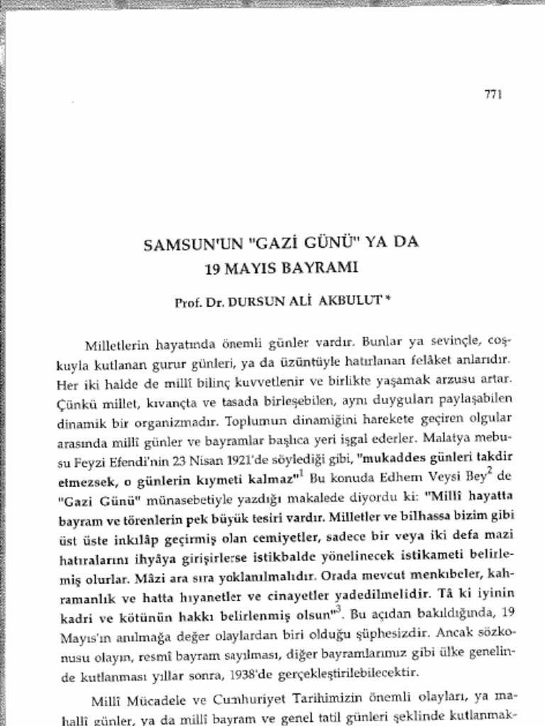 Dursun Ali Akbulut Samsun'un ''Gazi Günü'' Ya Da 19 Mayıs Bayramı | PDF