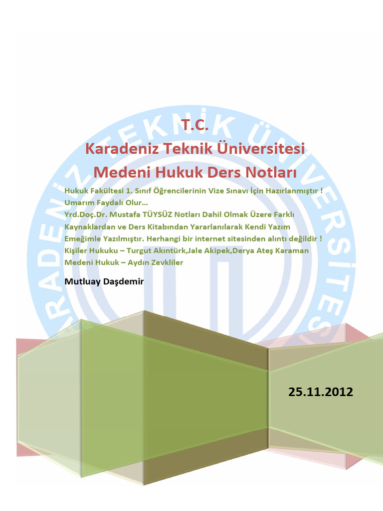 Medeni Hukuk Ders Notlari Bolum 3 | PDF