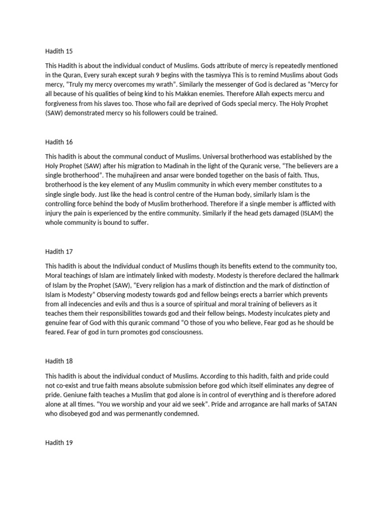 Ahadith Practice IGCSE | PDF | Hadith | Muhammad