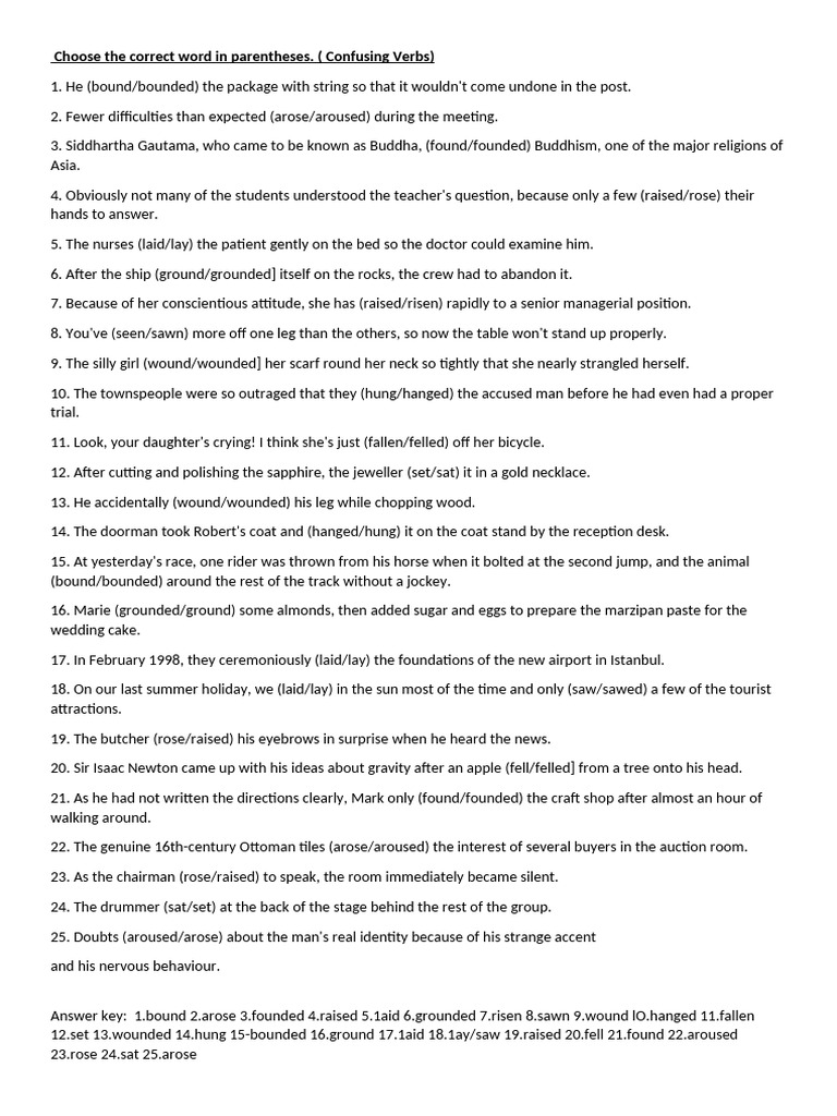 Confusing Verbs Exercises | PDF | Travel | Home & Garden