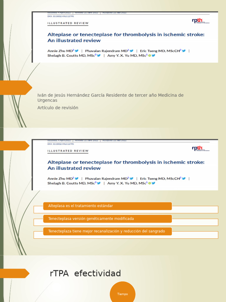 Tenecteplasa vs Alteplasa en EVC | PDF | Medicina CLINICA ...