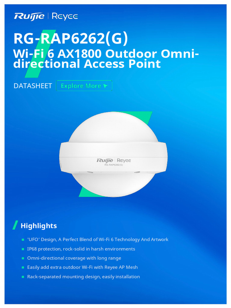 RG-RAP6262 (G) Datasheet 20241101 | PDF | Wi Fi | Ieee 802.11