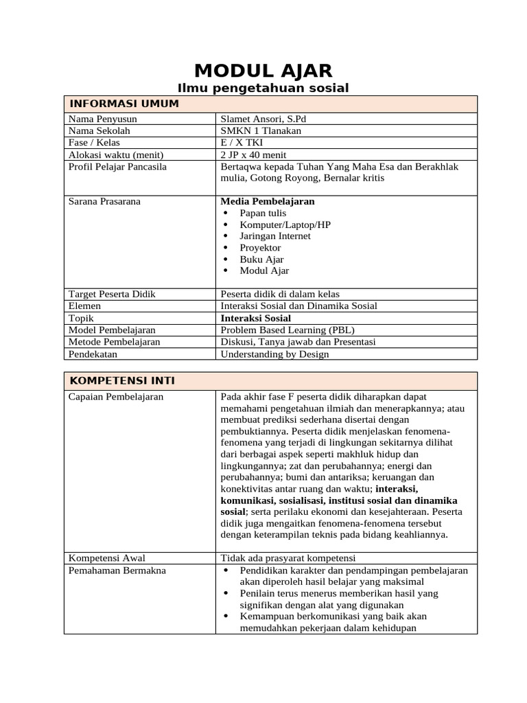 MODUL AJAR UbD | PDF | Karier & Perkembangan