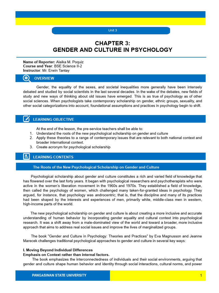 Gender as a Social Construct in Psychology | PDF | Gender | Gender Studies