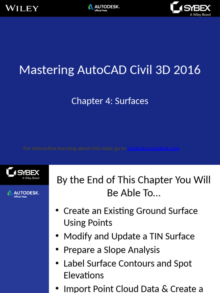 AutoCAD Civil 3D 2016: Surfaces Guide | PDF