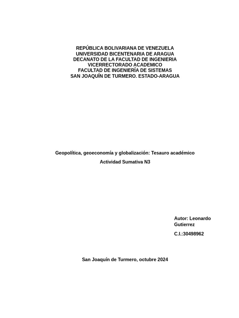 Tesauro sobre Geopolítica y Globalización | PDF | Estado (política ...