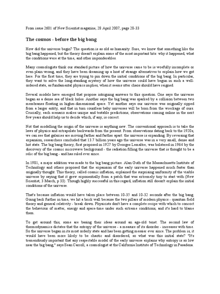 New Scientist - The Cosmos - Before The Big Bang | PDF | Dark Energy ...