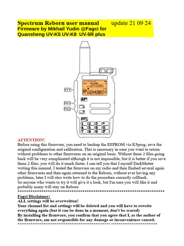 Spectrum Reborn User Manual Update | PDF | Frequency Modulation | Radio