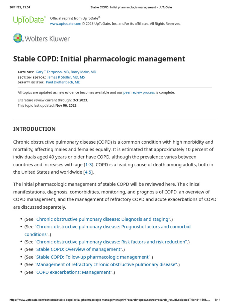 Stable COPD - Initial Pharmacologic Management - UpToDate | PDF ...