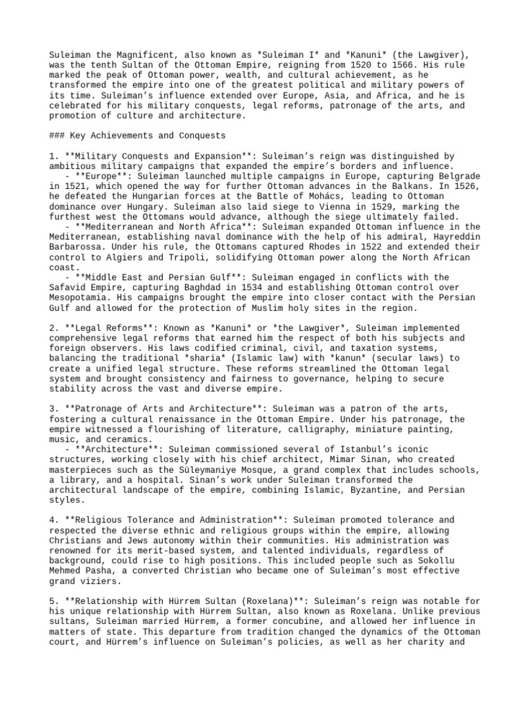 Suleiman the Magnificent's Reign | PDF | Ottoman Empire