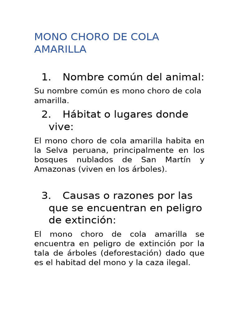 Mono Choro de Cola Amarilla | PDF | Ciencia y matemáticas