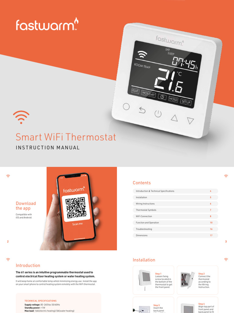 Thermo Wifi Manual | PDF | Thermostat | Electrical Engineering