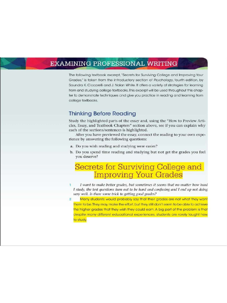 Excerpt - 1 - Secrets For Surviving College and Improving Your ...