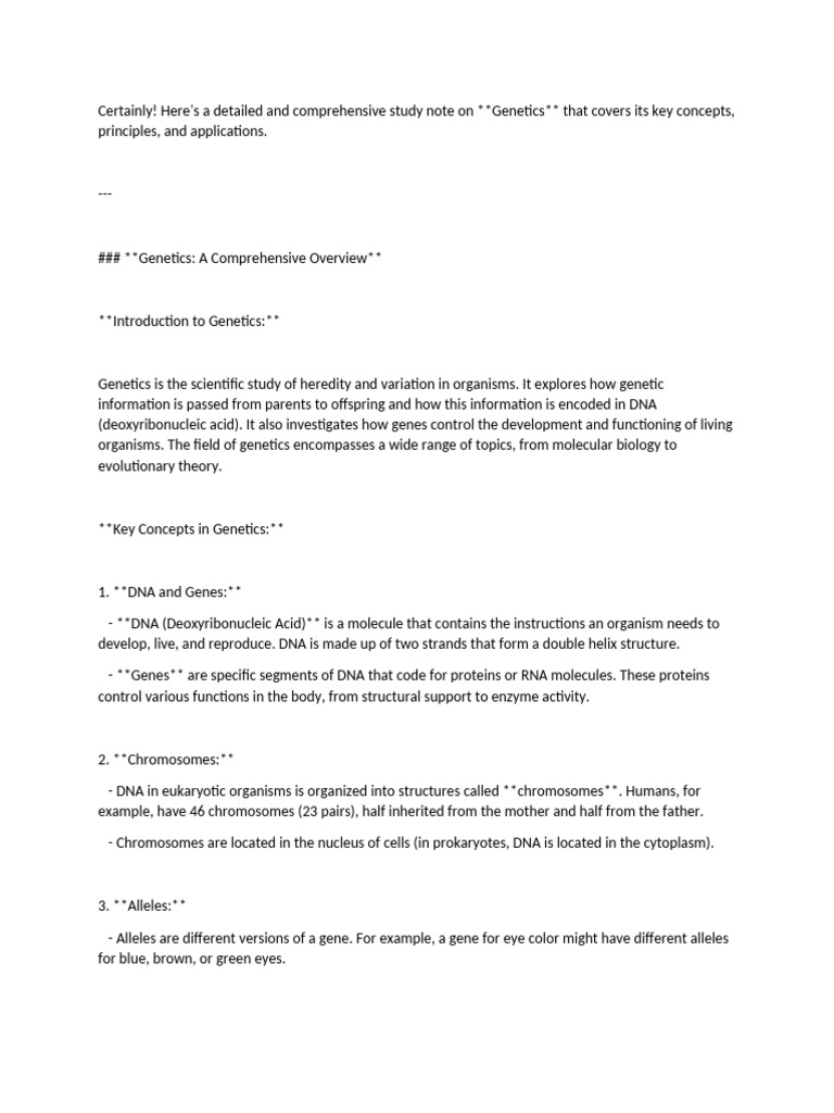 Biology Genetics | PDF | Dna | Genetics