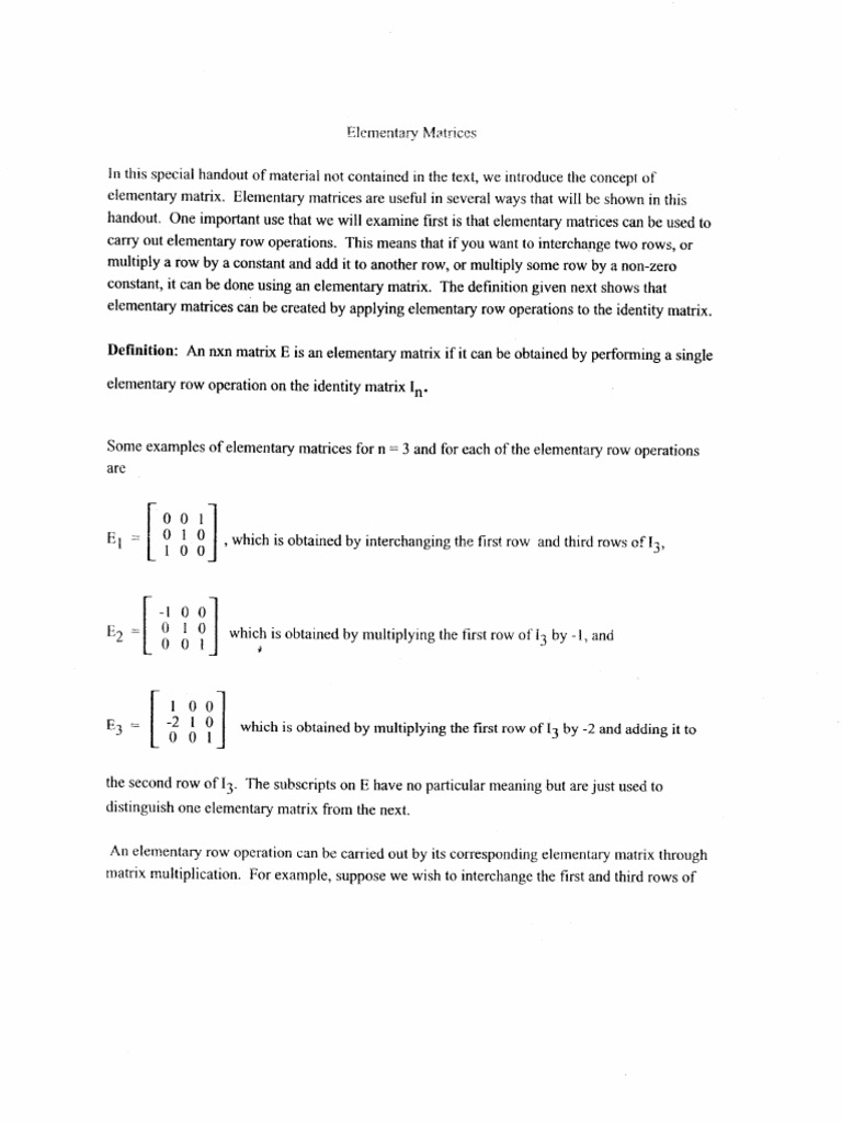 Elementary Matrices | PDF