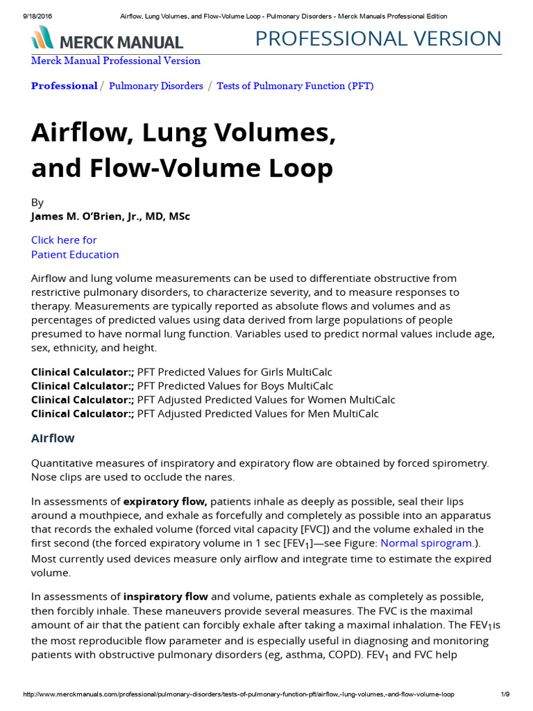 flow-volume loop | PDF | Exhalation | Lung