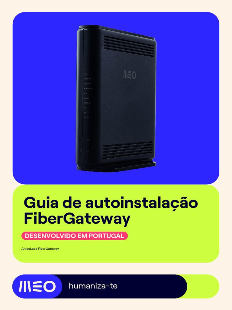 Guia de Instalação do FiberGateway MEO | PDF | Wi-Fi | Telefone