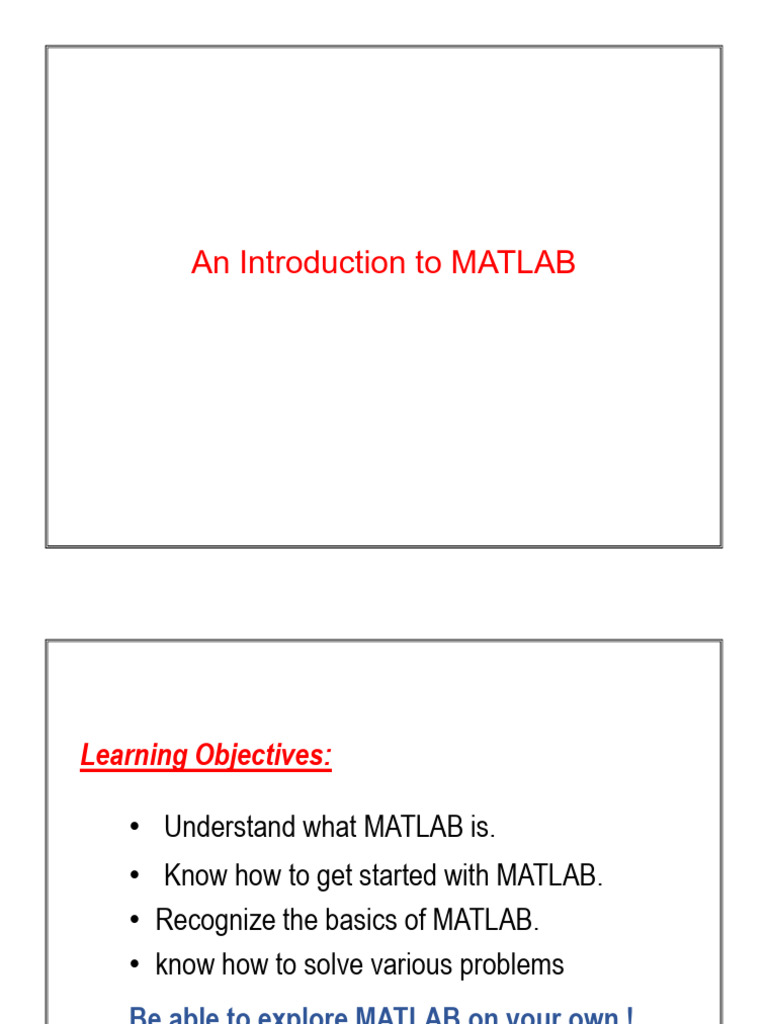 Lec 1,2 | PDF | Matlab | Matrix (Mathematics)