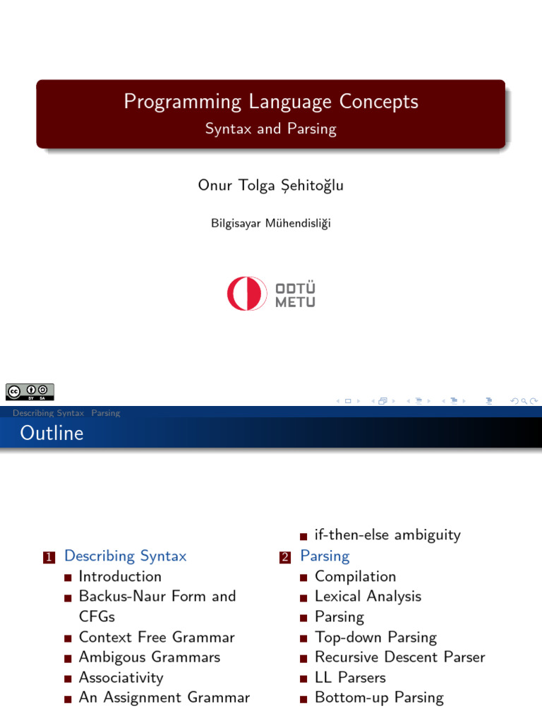 Ceng242 SL Syntax Parsing | PDF | Parsing | Compiler