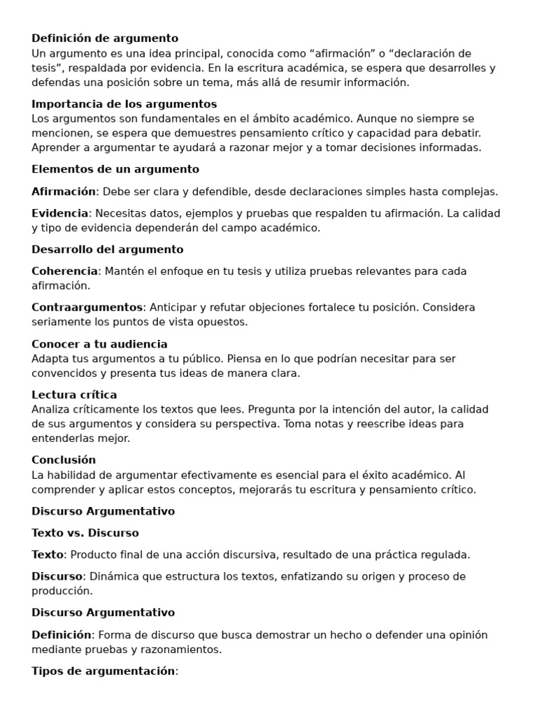 Definición de Argumento | PDF | Argumento | Hablar en público