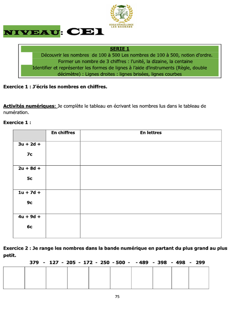 Exercices Mathematiques Cm1-1 | PDF