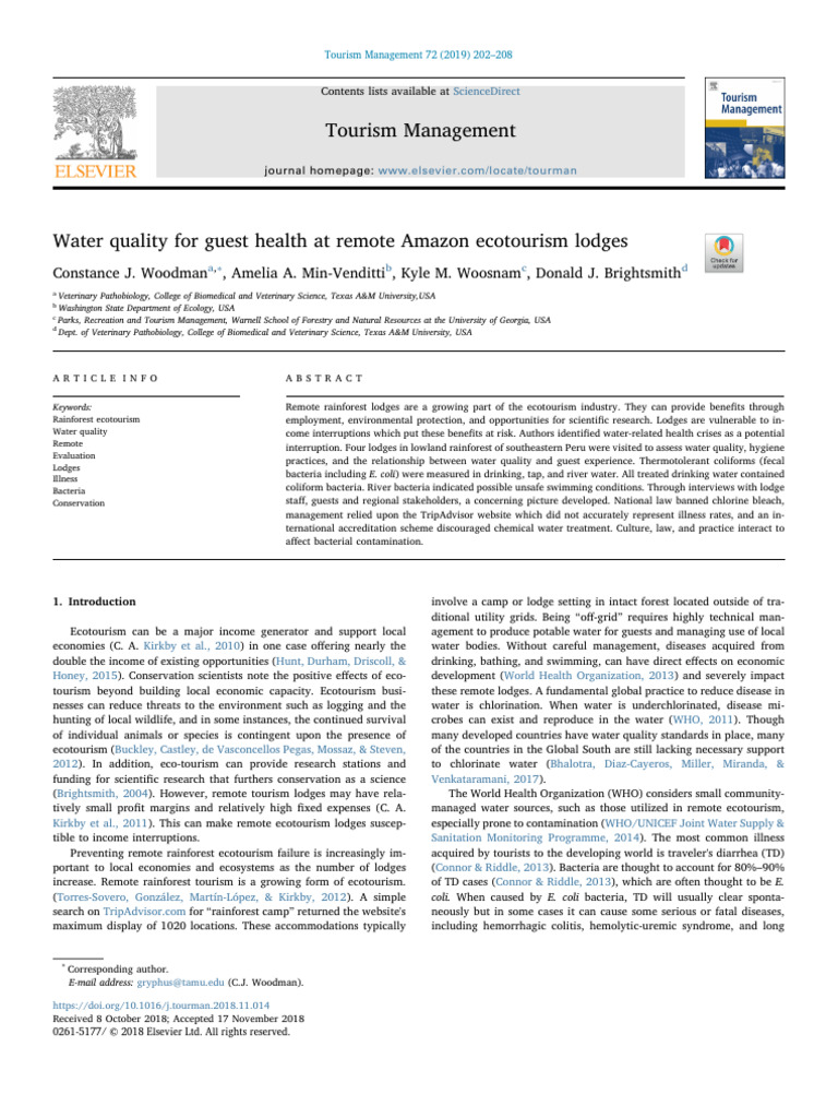 Amazon Ecotourism Water Quality Study | PDF | Environmental Science