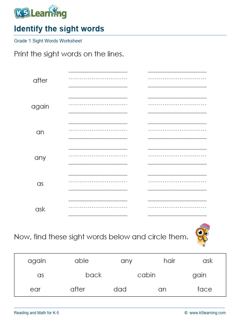 grade-1-identify-sight-words-w2f | PDF