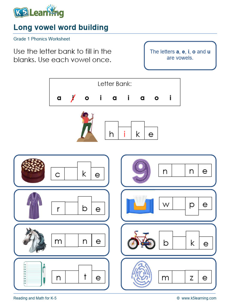 Grade 1 CVC Word Building Worksheet | PDF