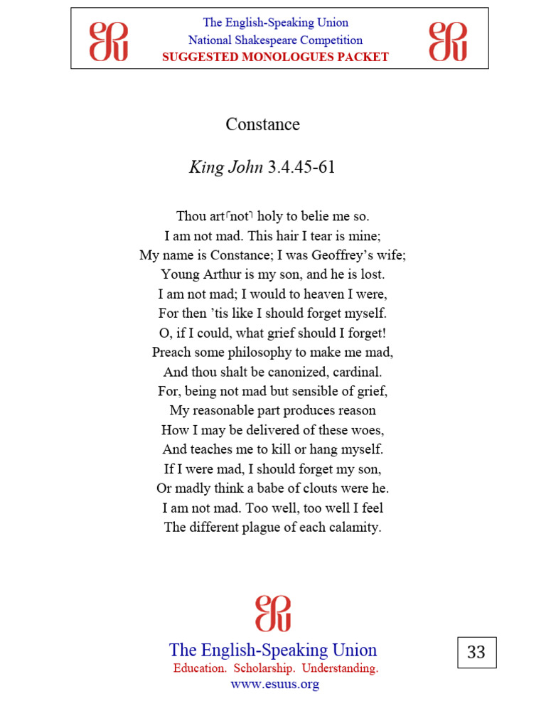 CONSTANCE King John FEMALE | PDF | Poetry | General Fiction