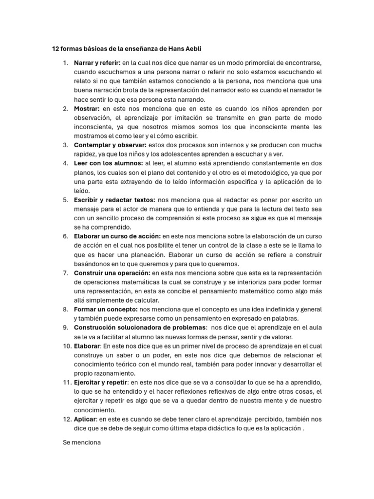 12 Formas Basicas de Enseñar | PDF | Aprendizaje | Pensamiento