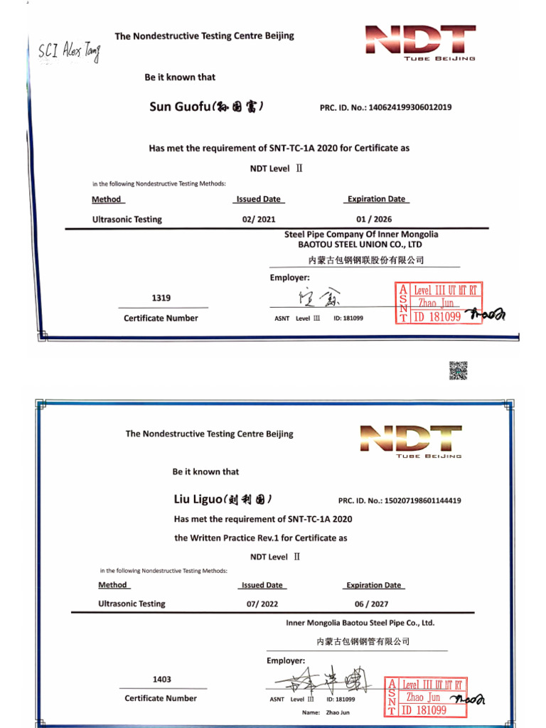 Att-02-Qulification Cert For UT Operators | PDF