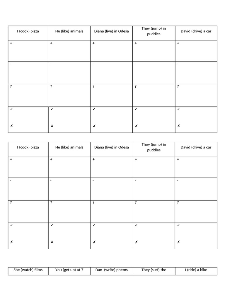 Table (Pres Simple) | PDF