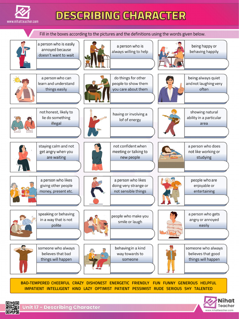 Unit 17 - Describing Character Worksheet 1 | PDF