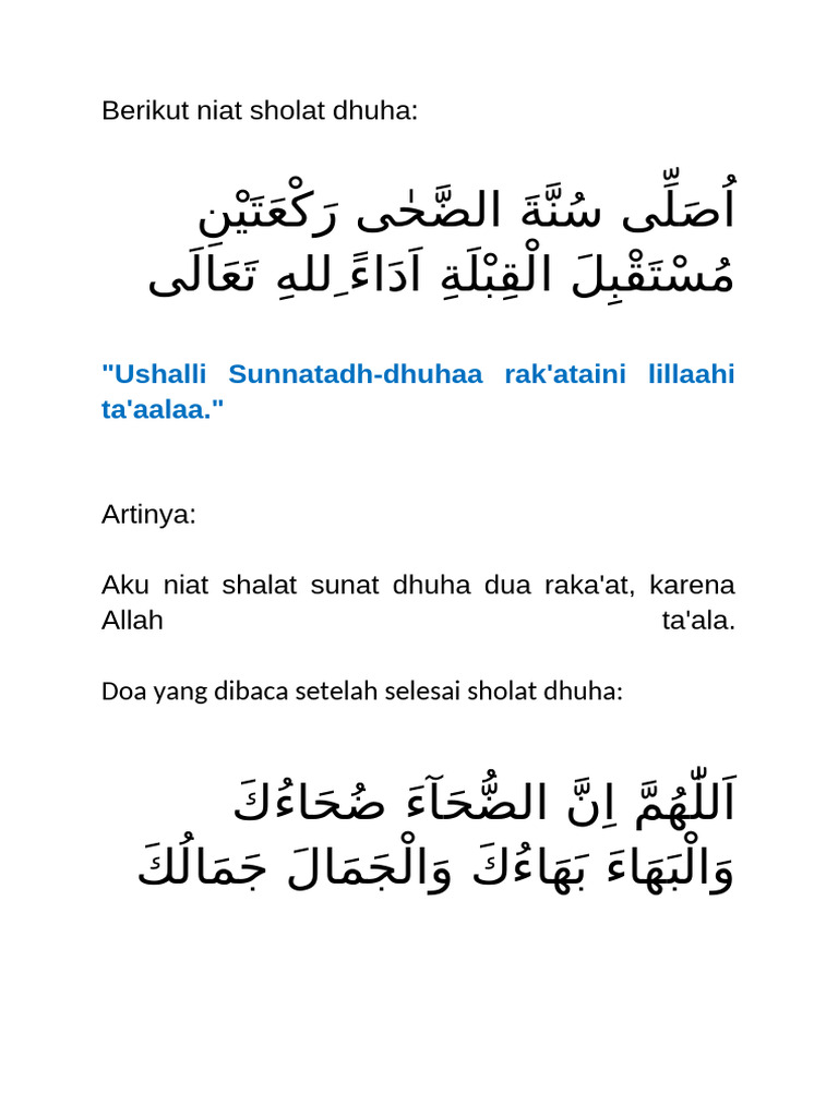 Macam2 Niat Dan Doa Solat Sunah | PDF