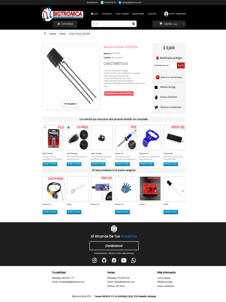Receptor Infrarrojo TSOP39338 - BIGTRONICA | PDF