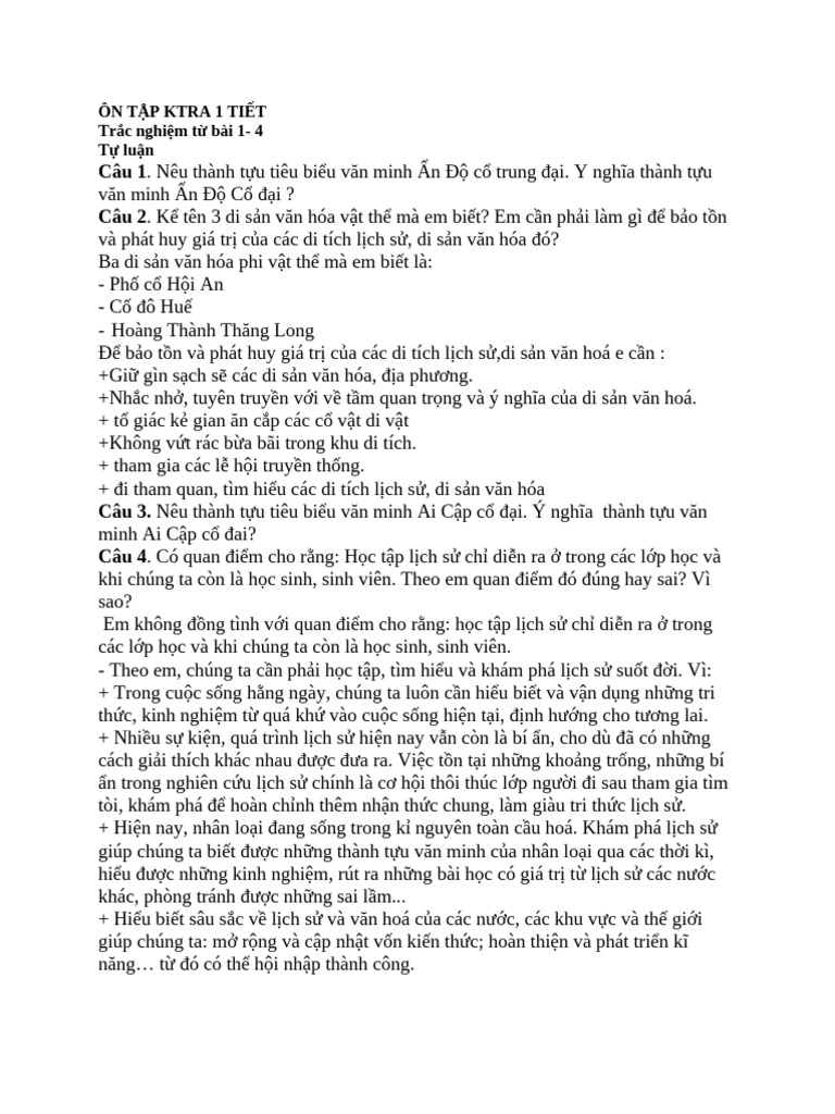 ÔN TẬP KTRA 1 TIẾT | PDF