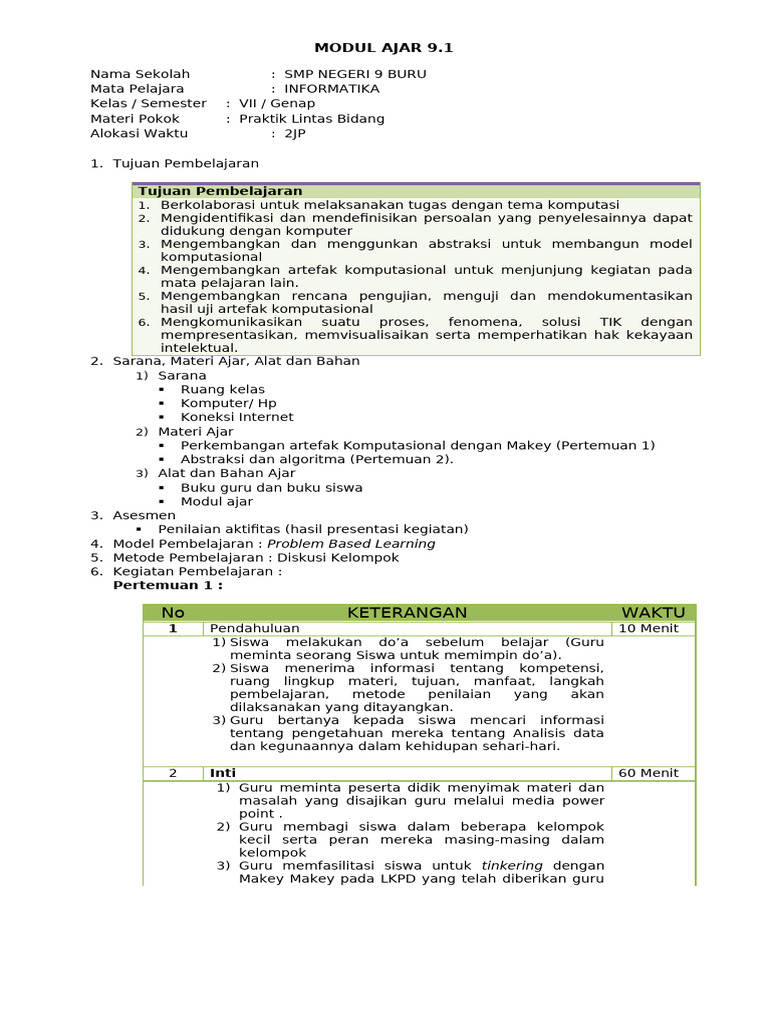 MODUL AJAR Icha - Bab 9 | PDF