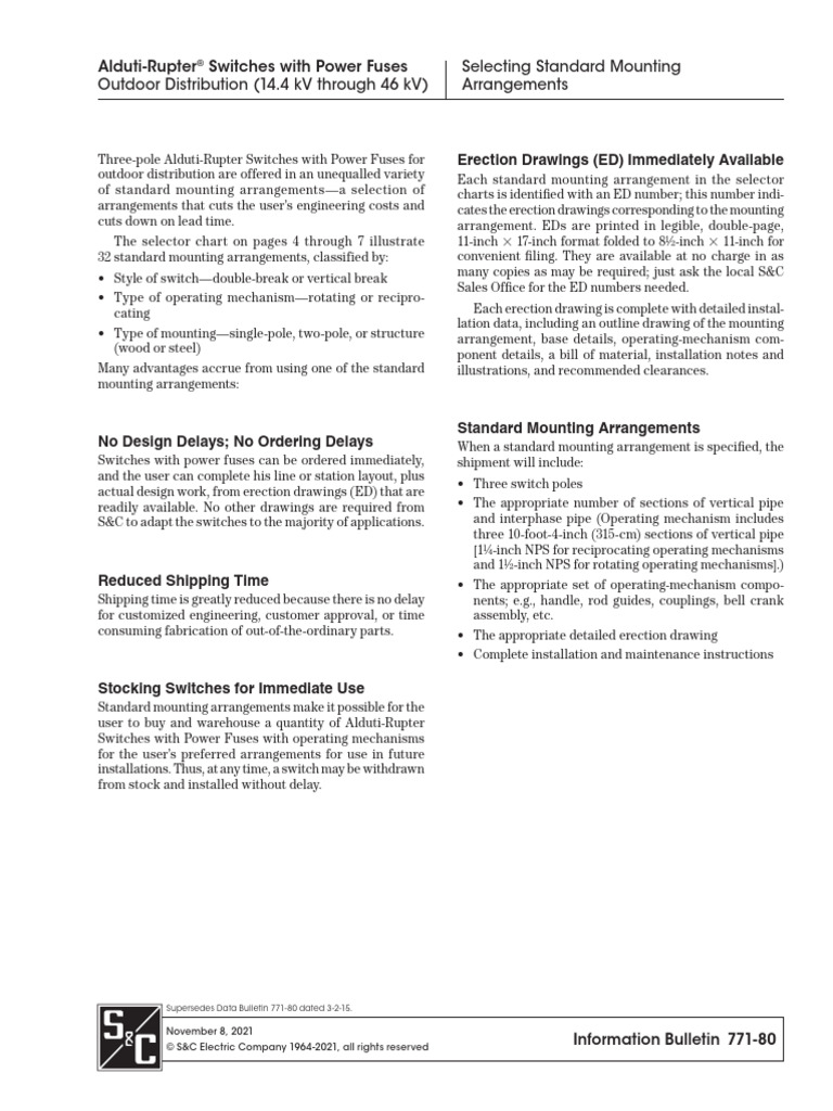 Alduti-Rupter® Switches With Power Fuses 14.4 KV - 46 | PDF | Pipe ...