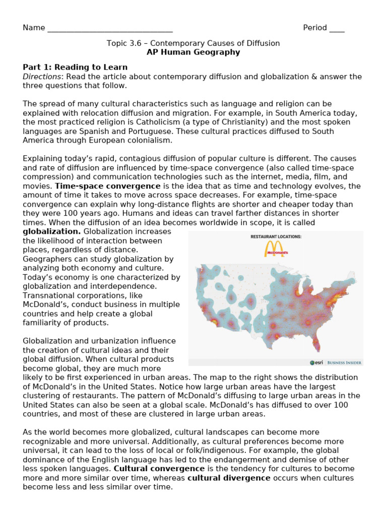 Causes of Cultural Diffusion Today | PDF | Globalization | The United ...