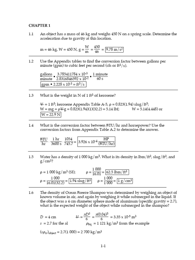 Answers To Problems For Introduction To Fluid Mechanics, 6th Edition by William Janna | PDF ...