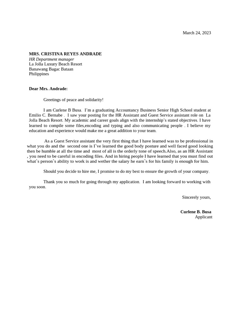 Application-Letter Template | PDF | Career & Growth