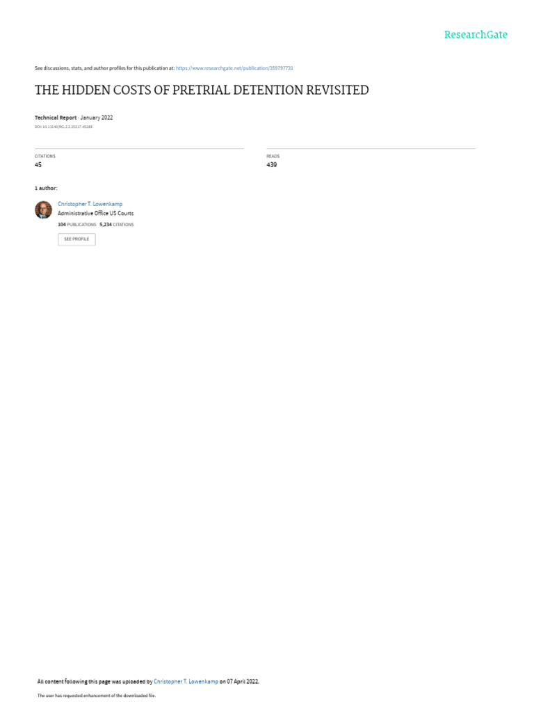 Hidden Costs of Pretrial Detention | PDF | Regression Analysis | Criminal Justice