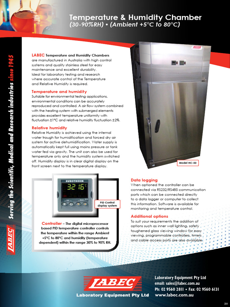 LABEC Temp Hum Chamber HC 14 1 | PDF | Humidity | Manufactured Goods
