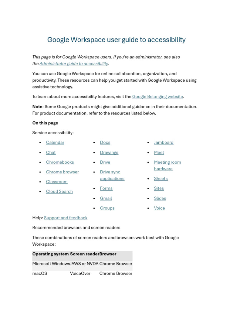 Google Workspace User Guide To Accessibility | PDF | Gmail | Chromebook