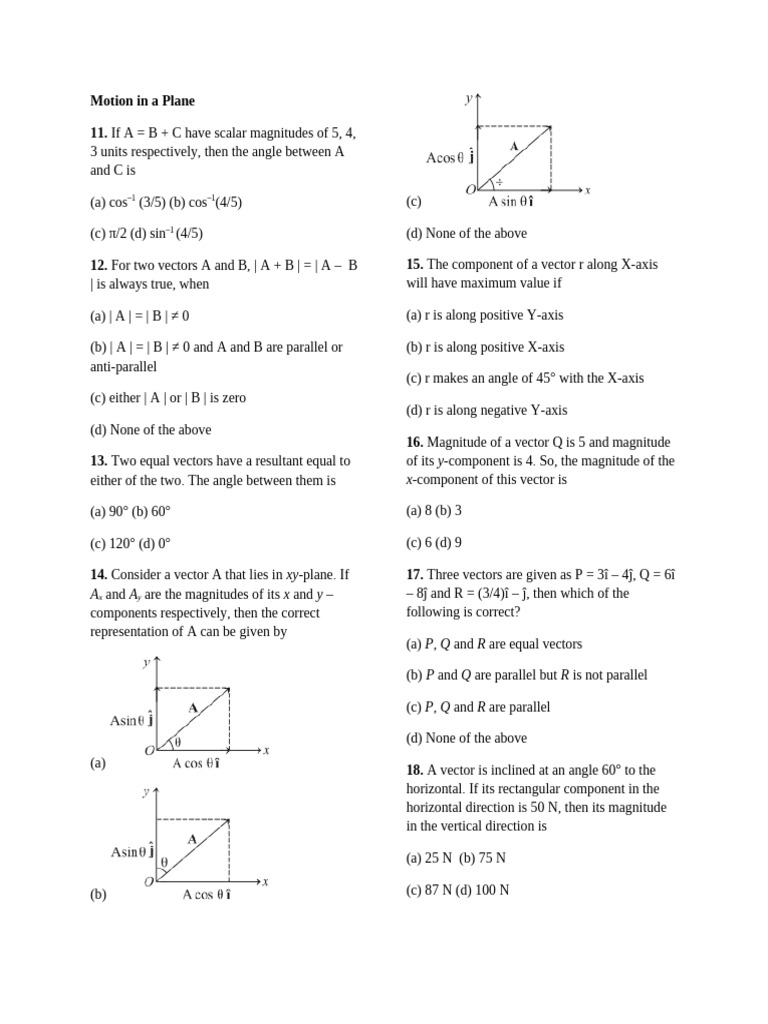 Motion in A Plane | PDF | Euclidean Vector | Mechanical Engineering