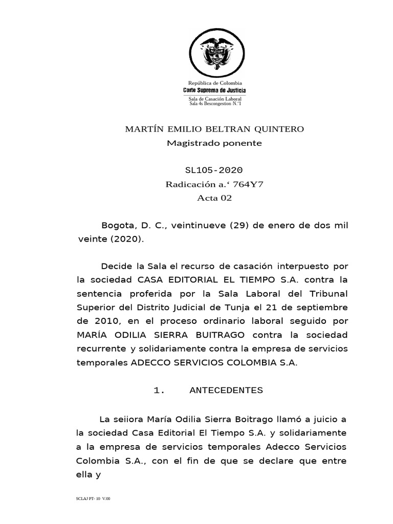 SL105 2020 | PDF | Derecho laboral | Salario