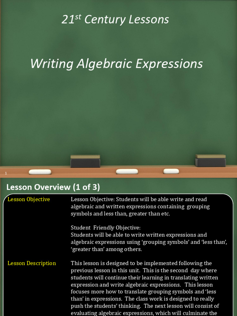 11.4.2024 Interpreting Expressions Introduction Algebra I v2.0 | PDF ...