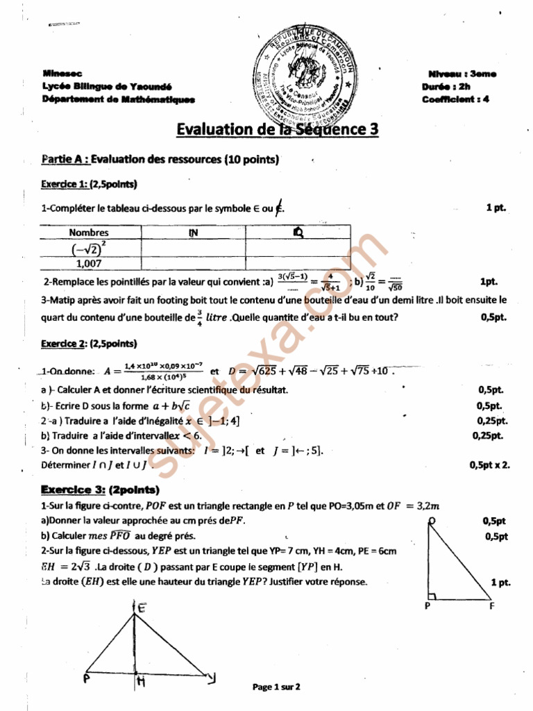 Lyby 3e Maths Seq3 2021-2022 Sujetexa - Com | PDF