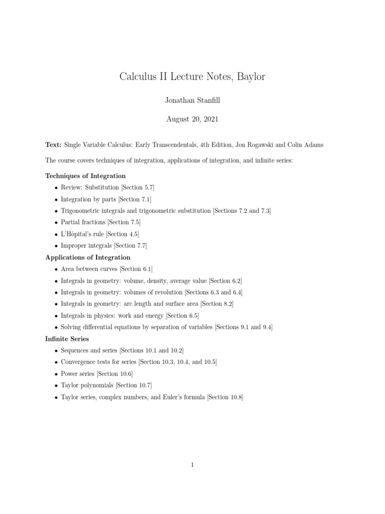 Calc Notes | PDF | Integral | Calculus