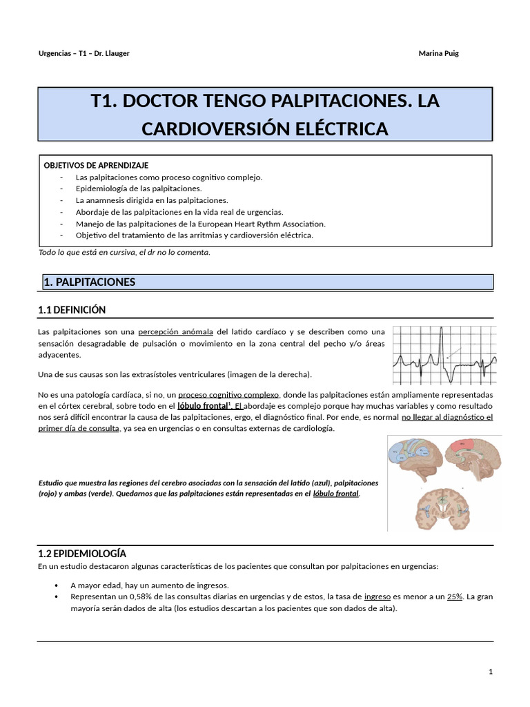 Manejo de Palpitaciones en Urgencias | PDF | Electrocardiografia ...